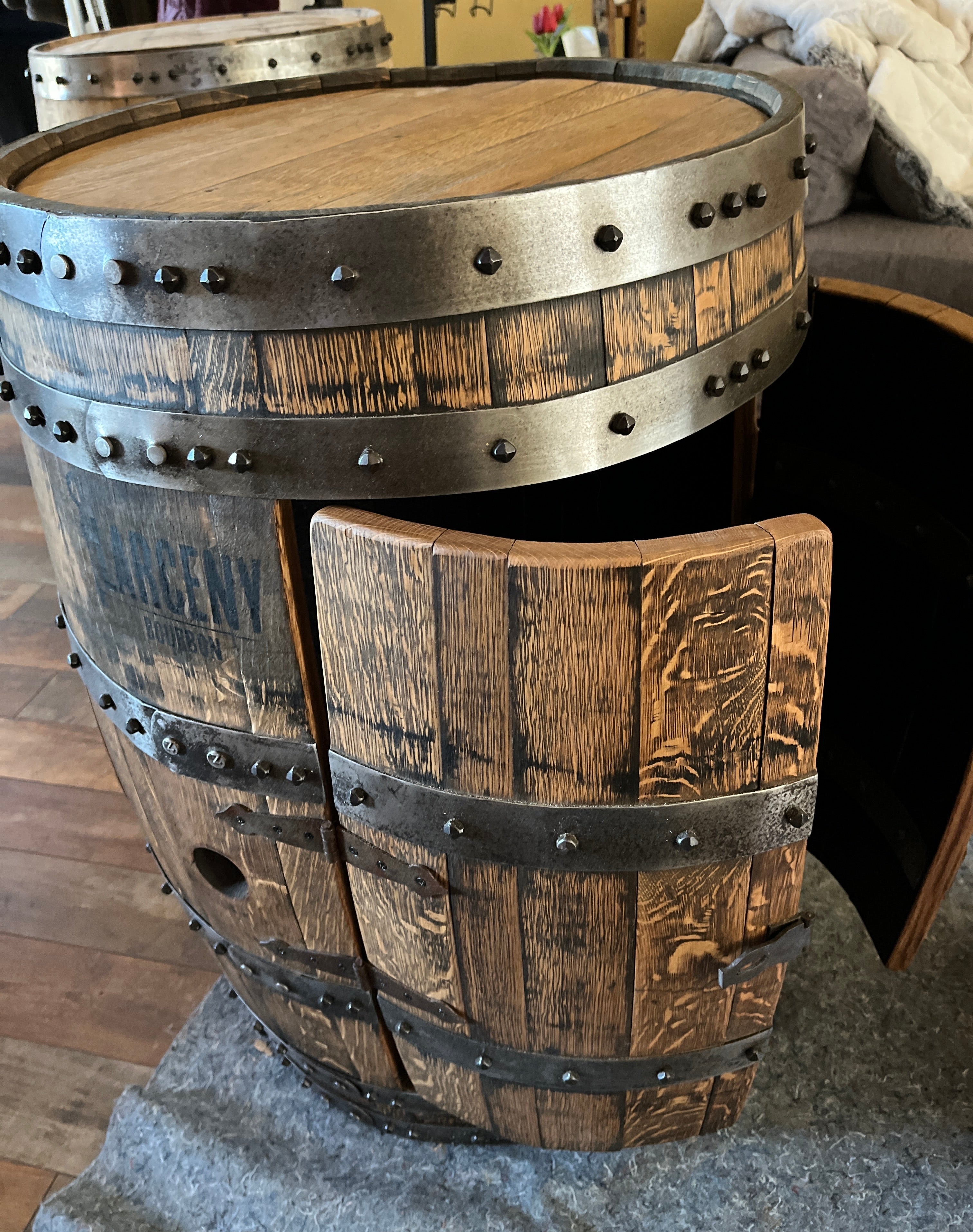 Bourbon Barrel Cabinets - Hand Made by Tom & Karen