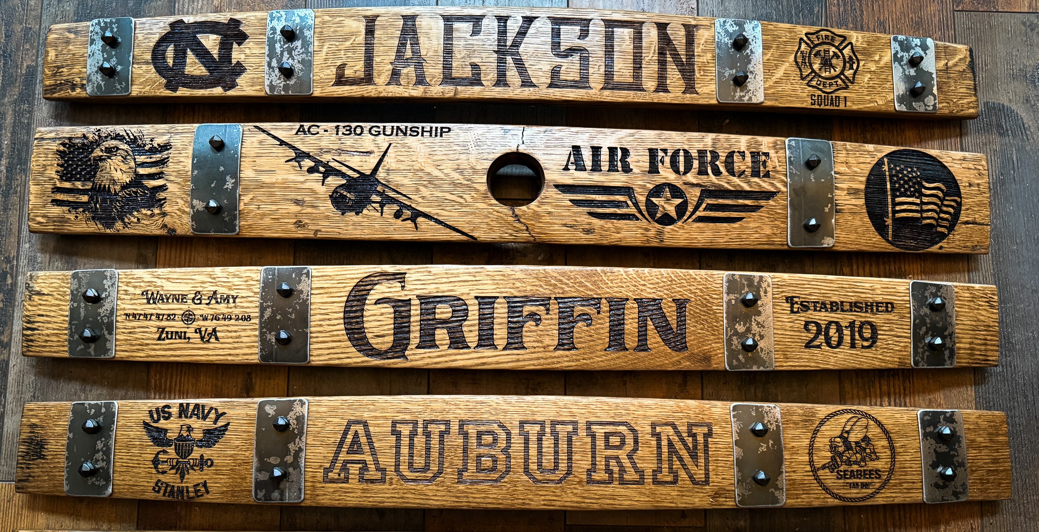 Personalized Logo Signs Made from Full Barrel Staves
