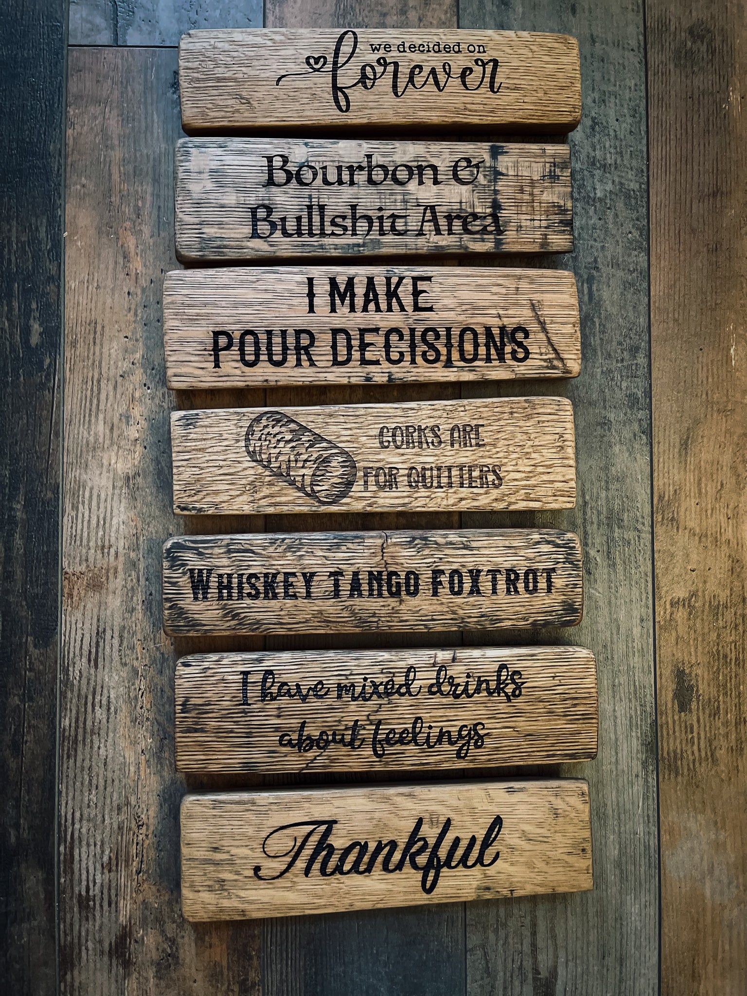 Mini Bourbon Barrel Signs – Whiskey, Wine and Design
